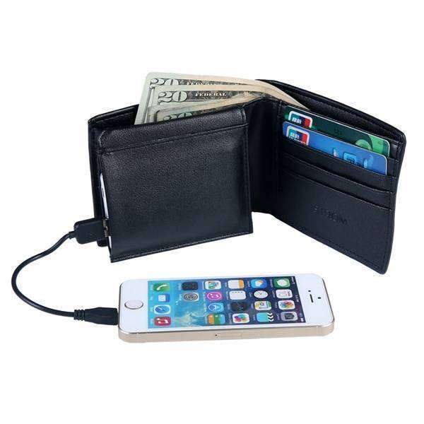 Black Mad Man Wallet With Built In Charger